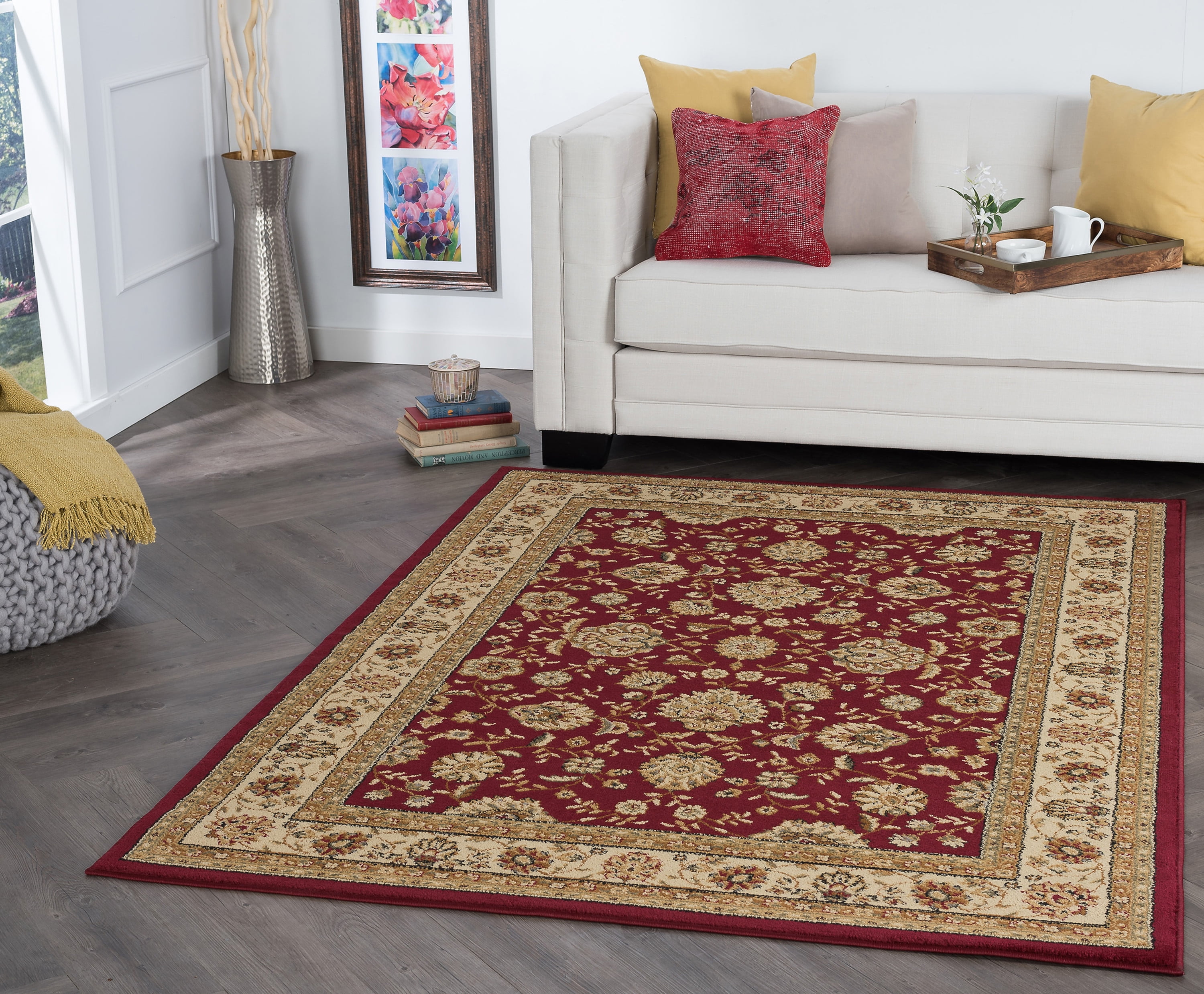 Free Shipping! Bliss Rugs Traditional 5x7 Red Beige Floral Oriental ...