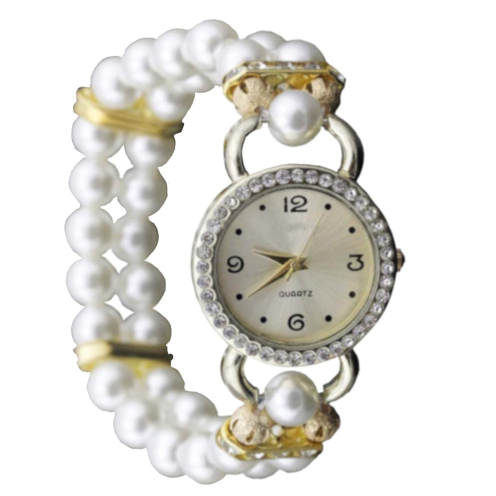 Elegance and style Two Strand White Pearl And Crystal Woman Watch-320 ...