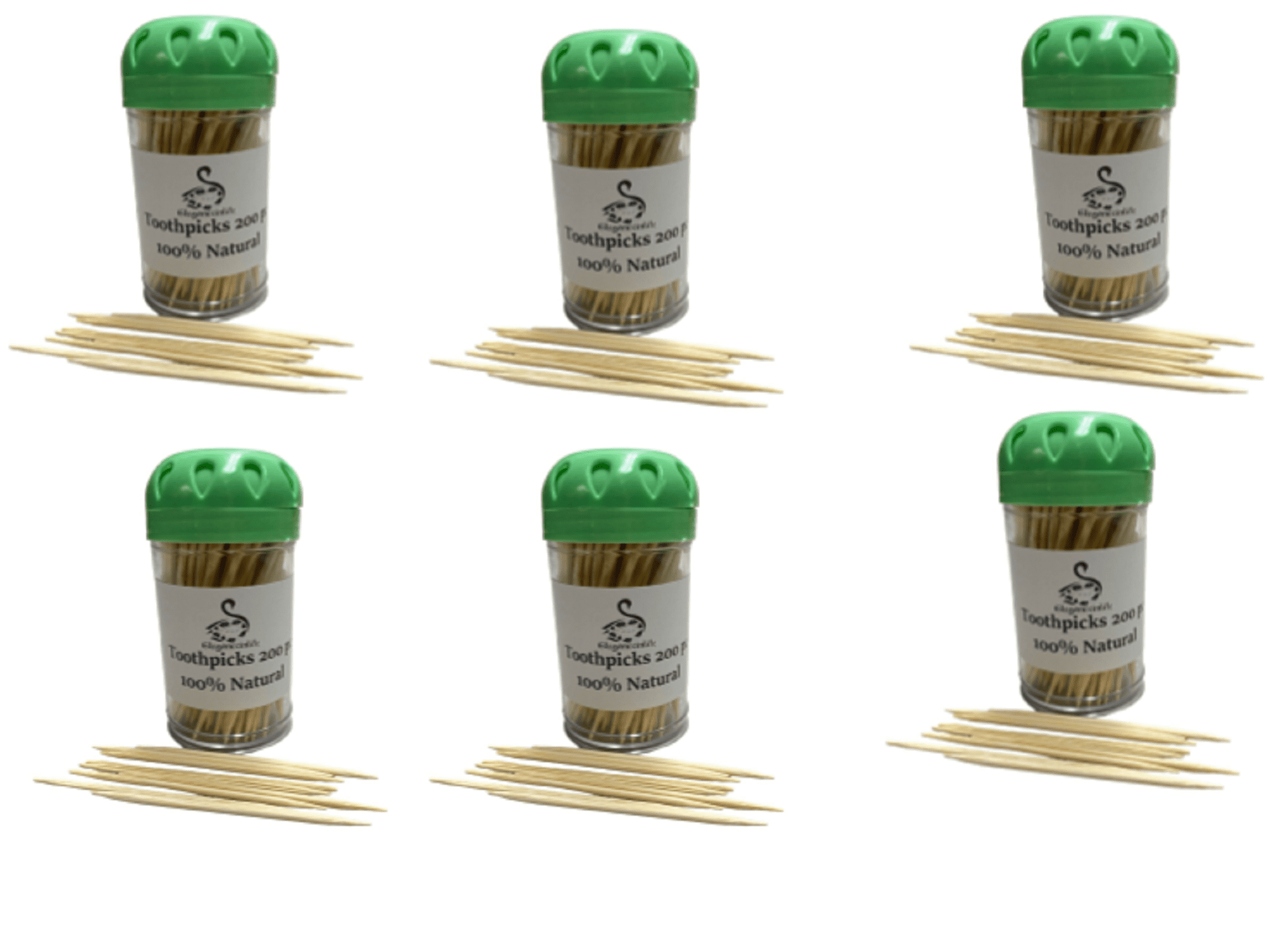 Eleganceinlife Toothpicks 200 pieces Each 100% Natural Pack of 6 = 1200 ...