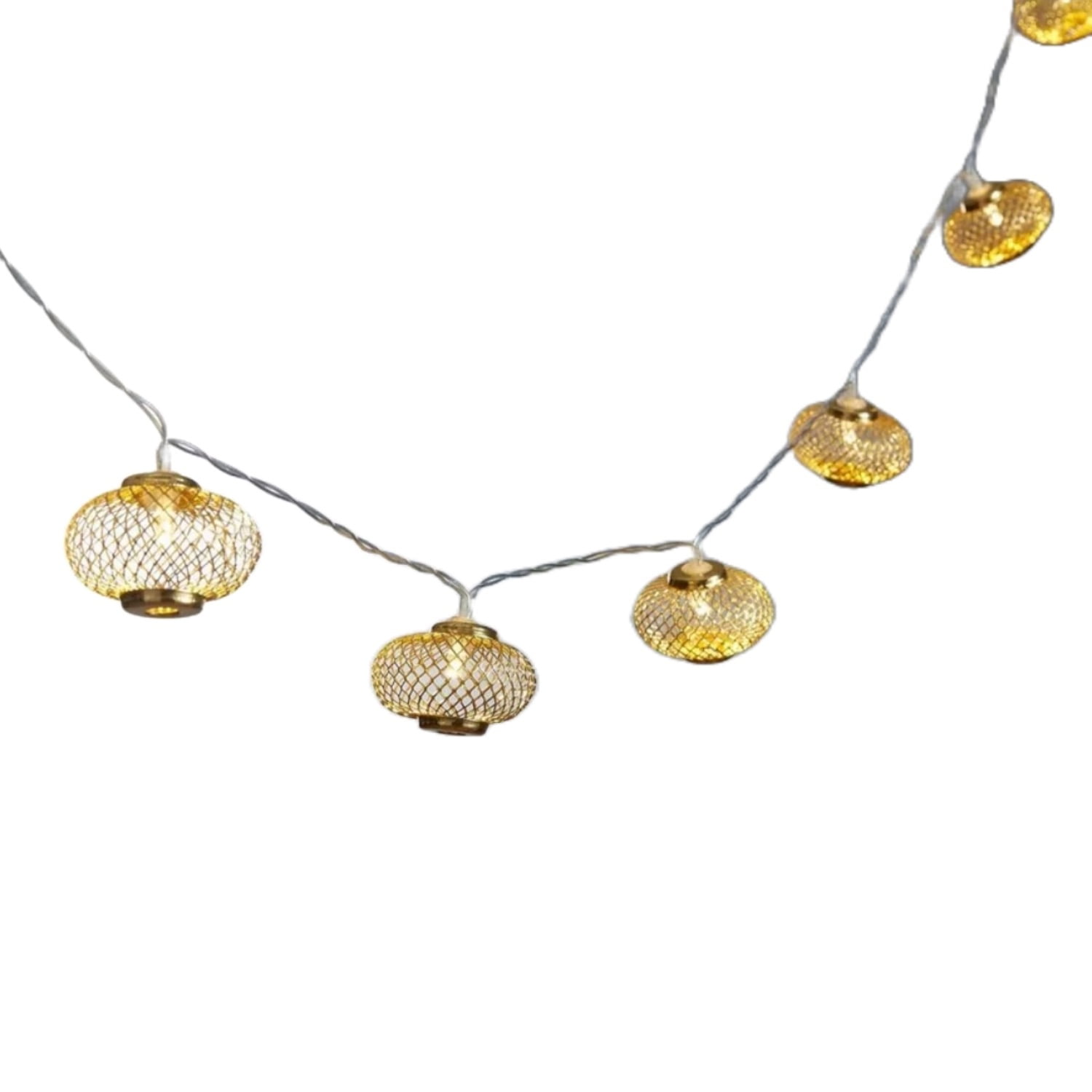 Elegani 6ft Metal Wire Gold Mesh Lantern LED String Lights - Perfect ...