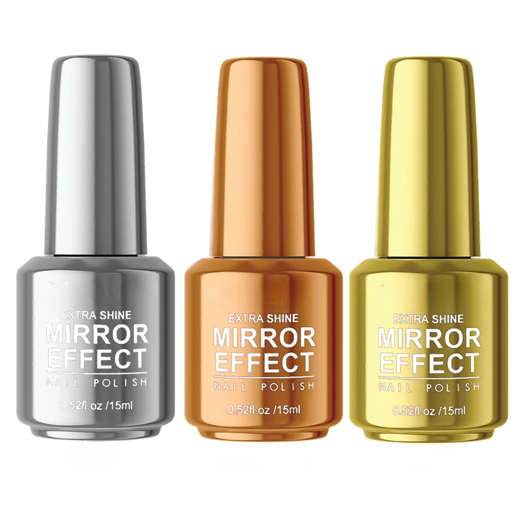 Elegani Extra Shine Mirror Effect Nail Polish Set - 3 pack Gold, Silver ...