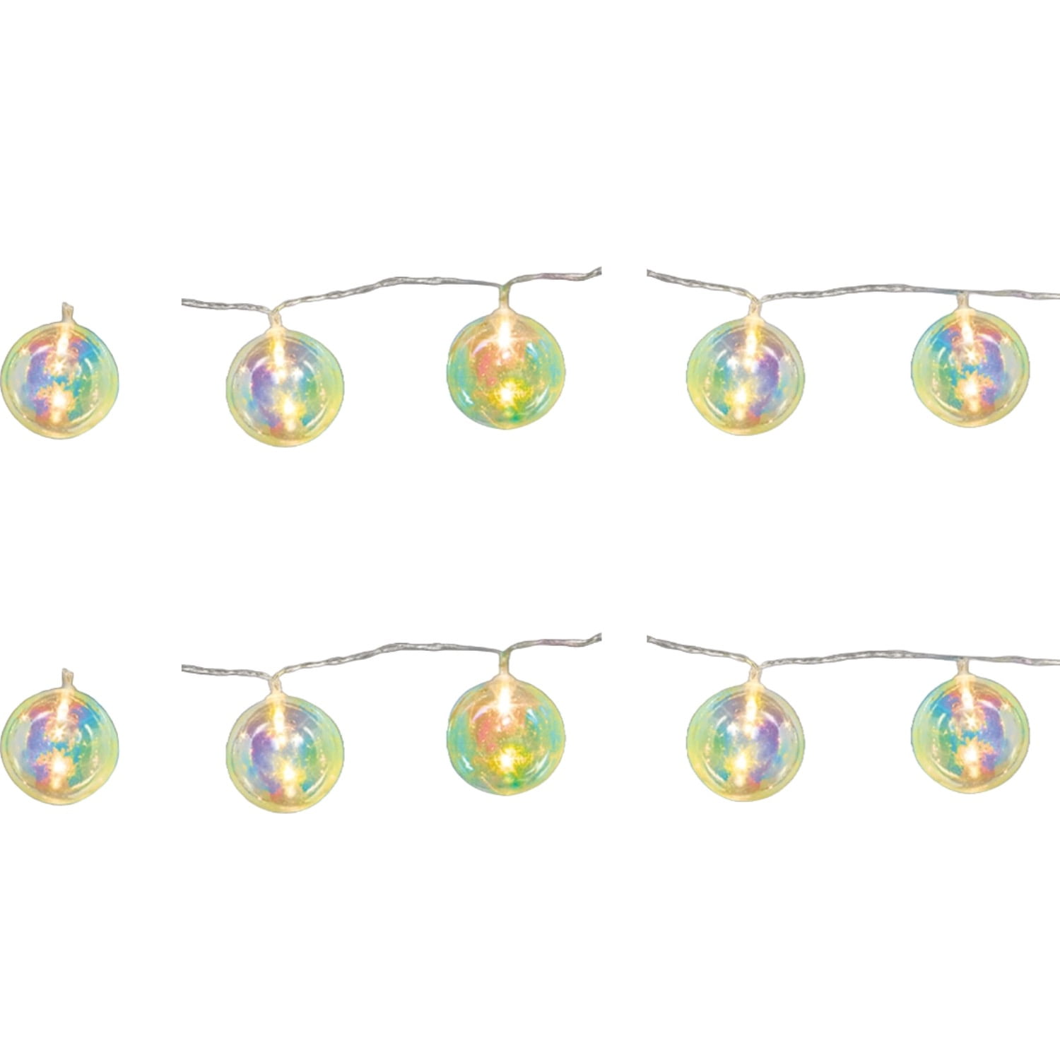 Elegani Iridescent Globe LED String Lights - 10 Bubble Bulbs for Party ...