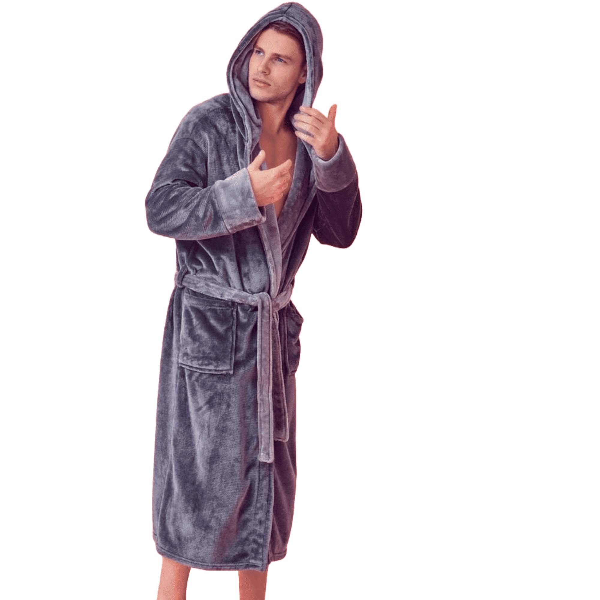 Elegani Luxury Men's Plush Shawl Collar Robe Silver Gray (S/M ...