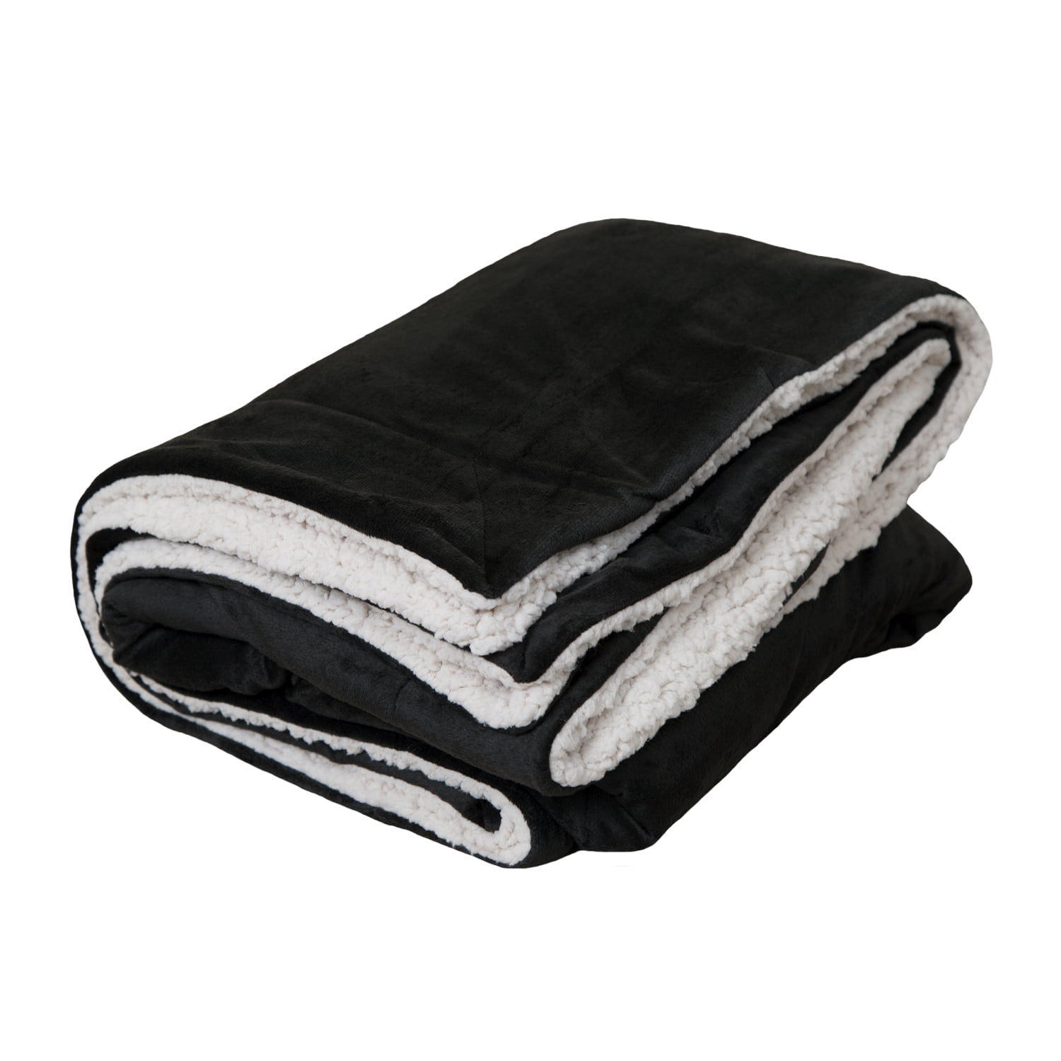 Elegani Micro Mink Sherpa Throw Blanket - Black - 50 inches x 60 inches ...