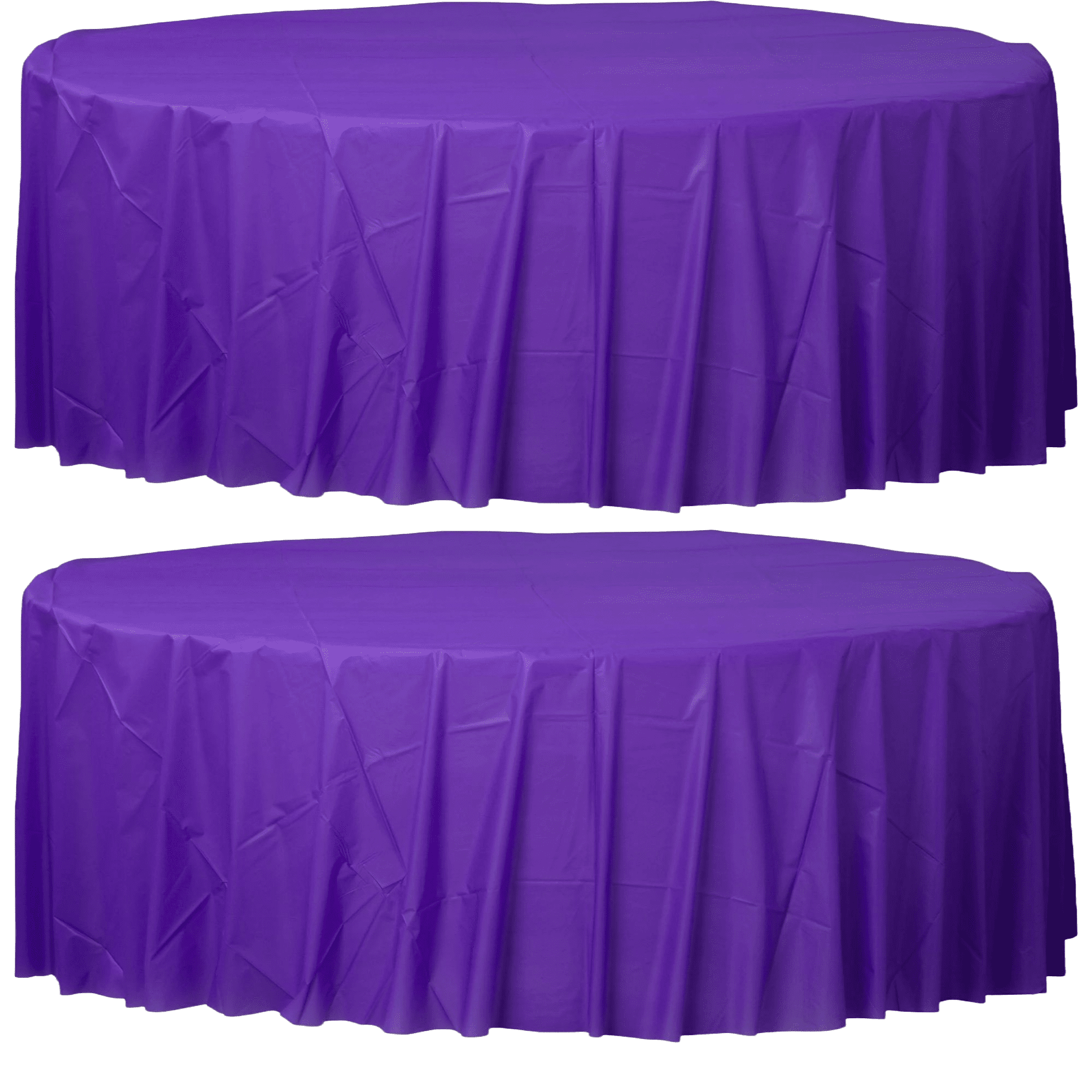 Elegani Purple Round Plastic Disposable Table Cover - 84 Inch 2 Pack ...