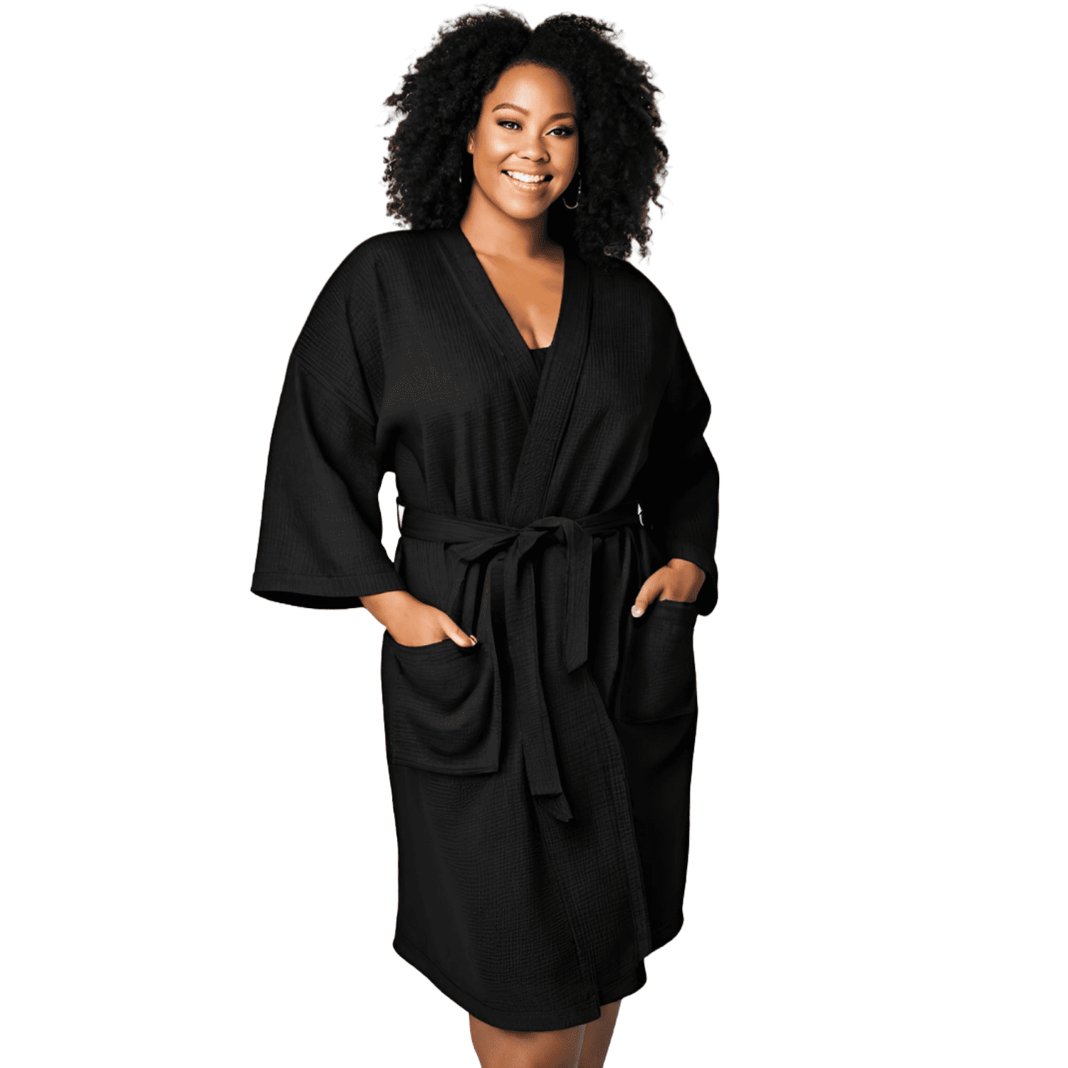 Elegani Robes - Plus Size Women's 100% Turkish Cotton Waffle Kimono ...
