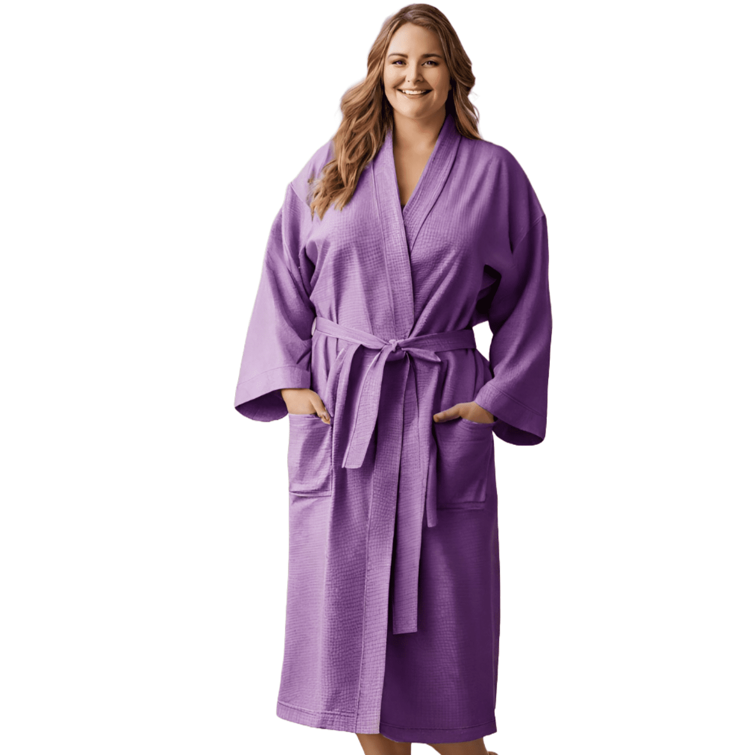 Elegani Robes - Plus Size Women's 100% Turkish Cotton Waffle Kimono ...