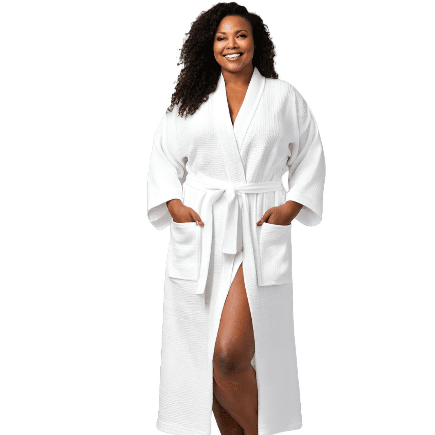 Elegani Robes - Plus Size Women's 100% Turkish Cotton Waffle Kimono ...