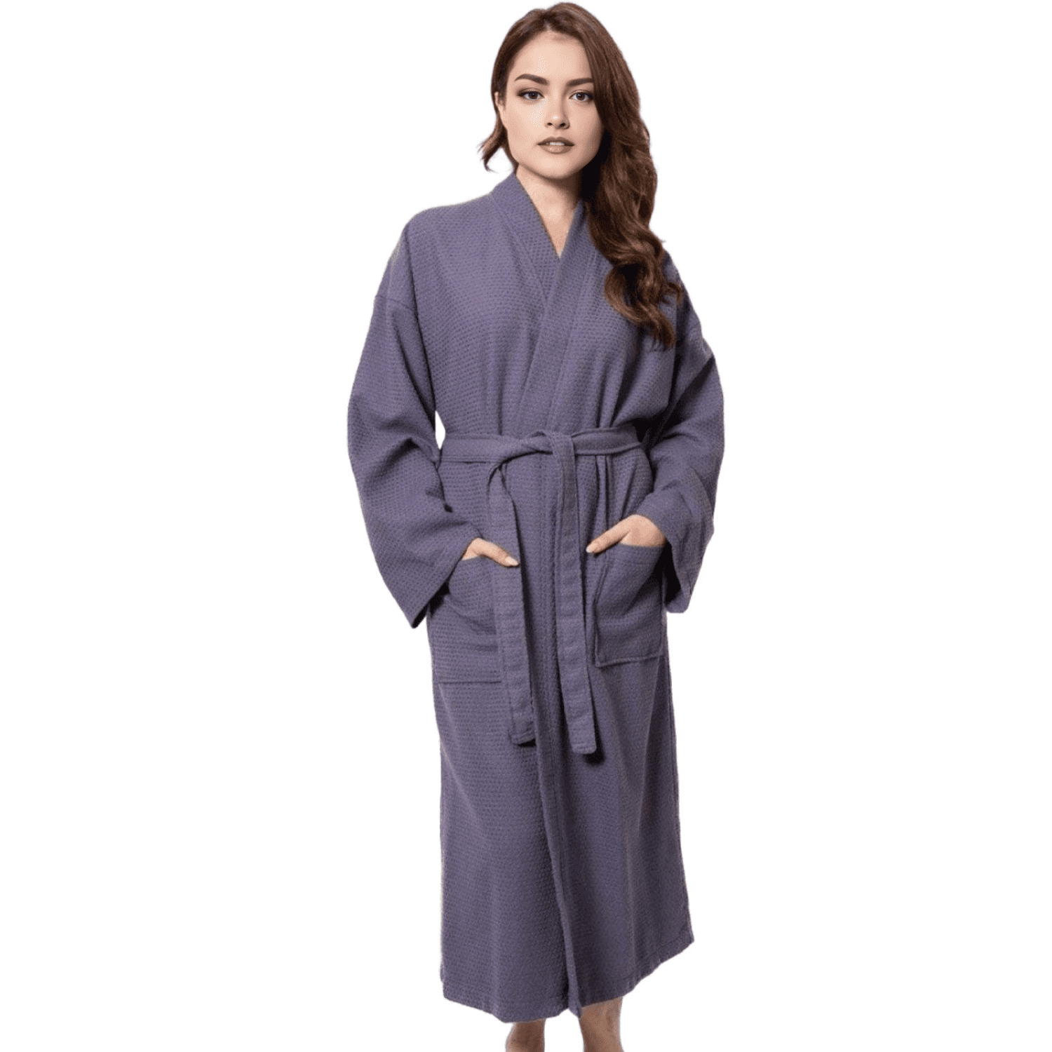 Elegani Robes - Women's 100% Turkish Cotton Waffle Kimono Long Below ...