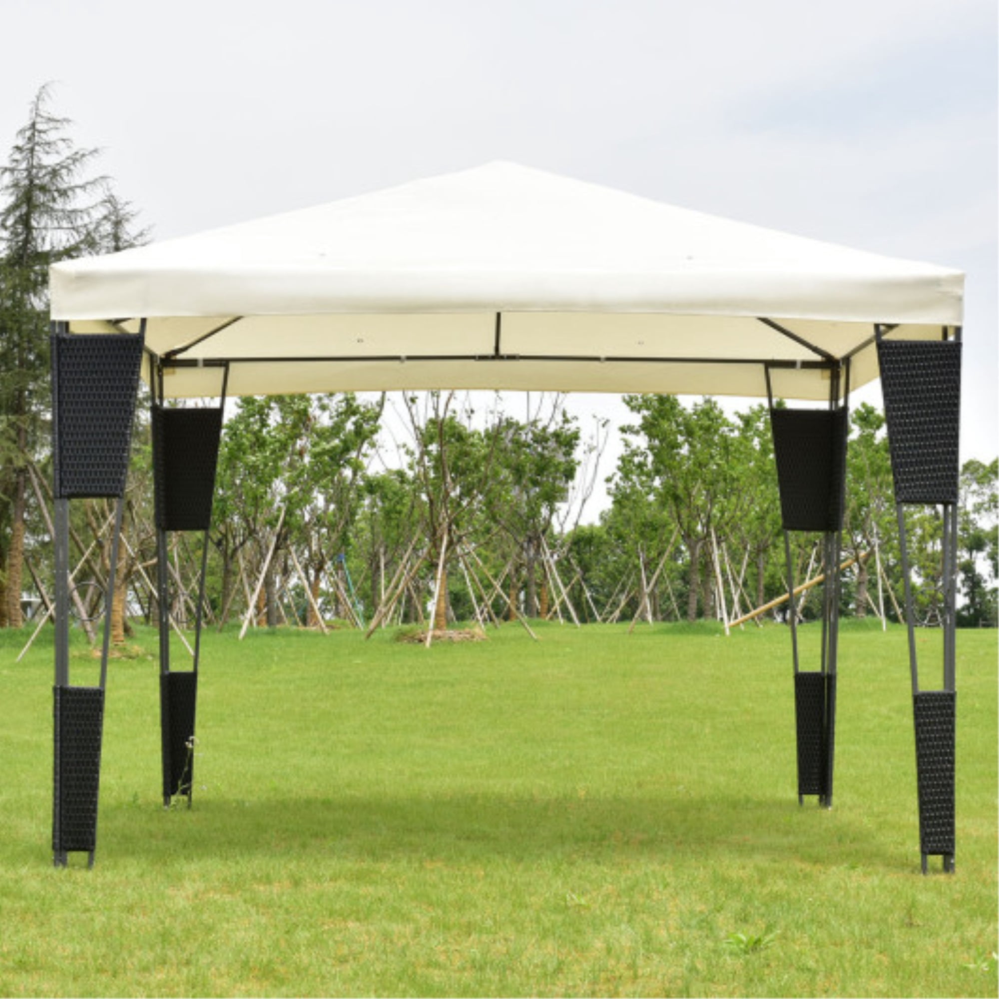 Elegant 10' x 10' Rattan Wicker Gazebo Canopy - Perfect for Your Garden ...