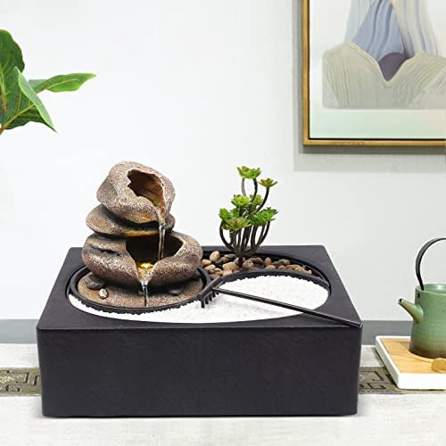 Elegant 11in Tabletop Water Fountain Indoor, Rockery Relaxed Water ...