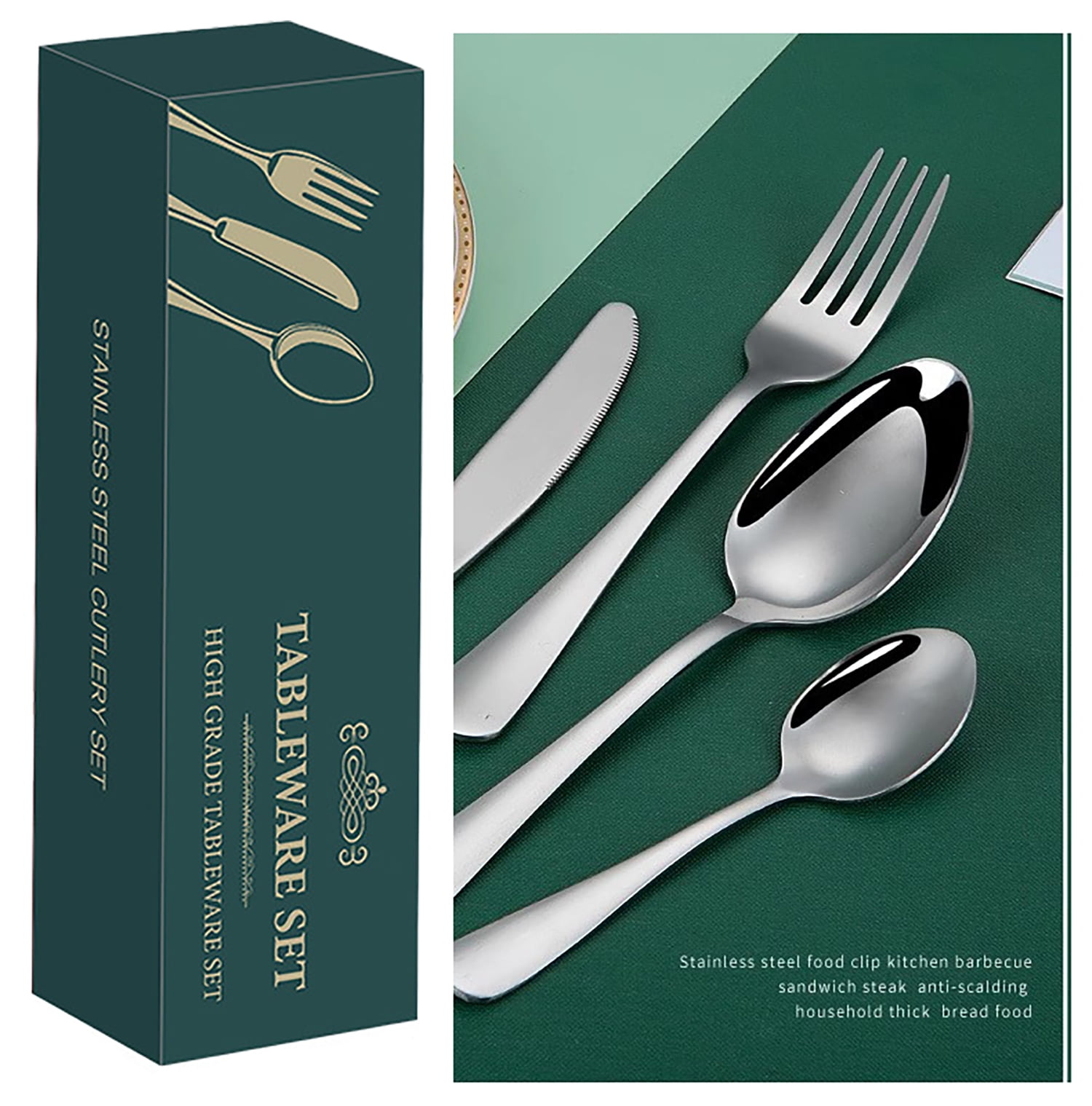 Elegant 16-Piece Stainless Steel Flatware Set - Complete Cutlery Set ...