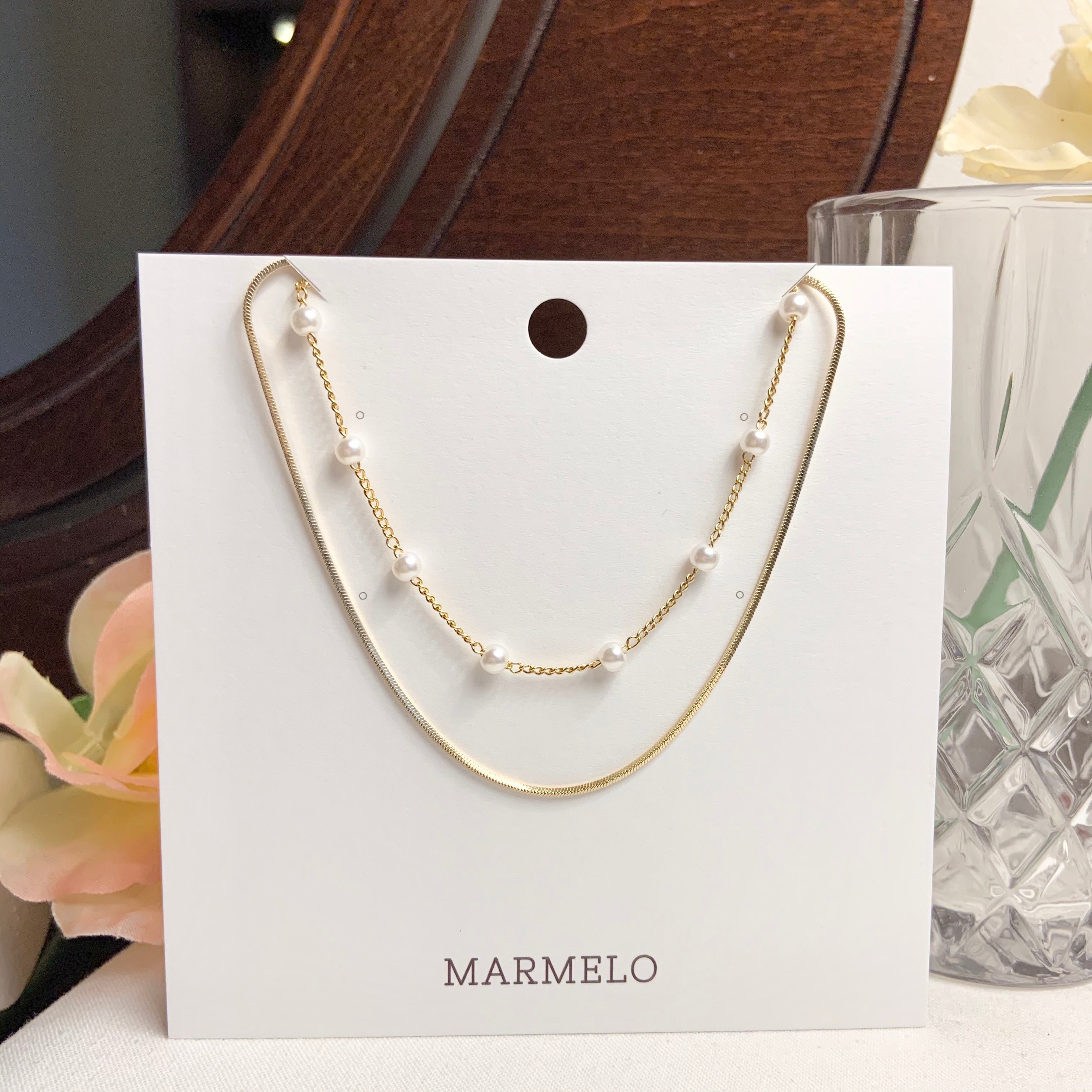 Elegant 18K Gold Plated Layered Multi Strand Pearl Necklace - Walmart.com