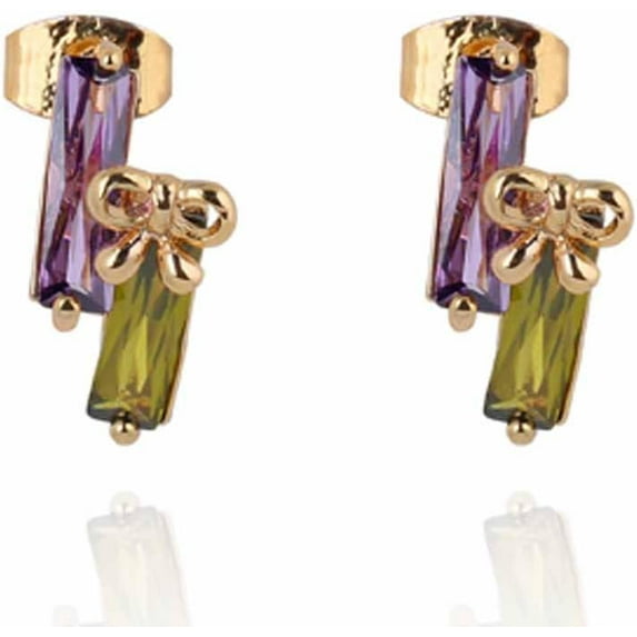 Elegant 18k Gold Filled Rectangle Clear Cubic Zirconia Bowknot Stud ...