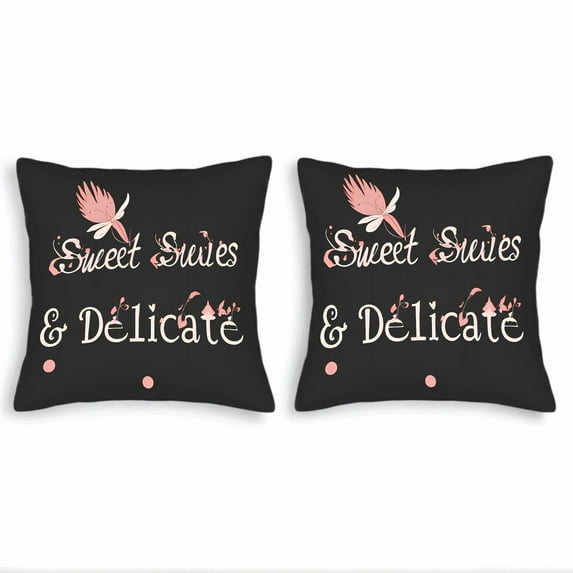 Elegant 18x18in Throw Pillow Covers Set of 2 - Black Background with ...