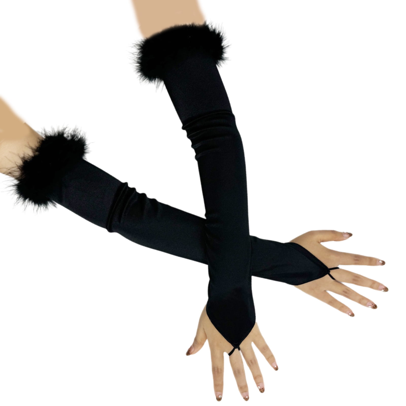 Elegant 1920s Party Fingerless Gloves for Women Long Length Arm Sleeves ...