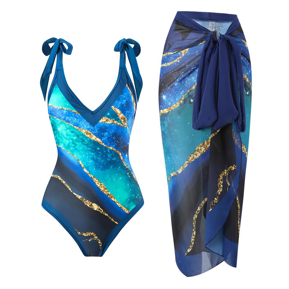 Elegant 2 Piece Women Bikini Set Floral Printed Bandage Bathing Suit ...