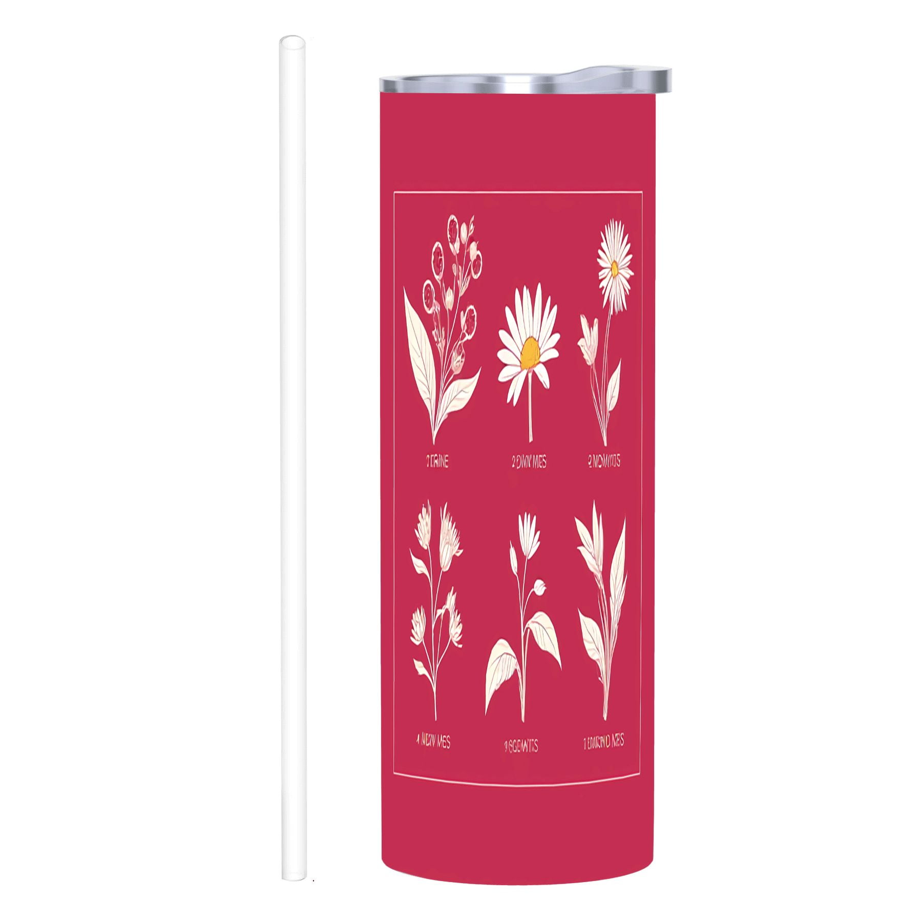 Elegant 20 oz Stainless Steel Insulated Tumbler with Floral Pattern ...