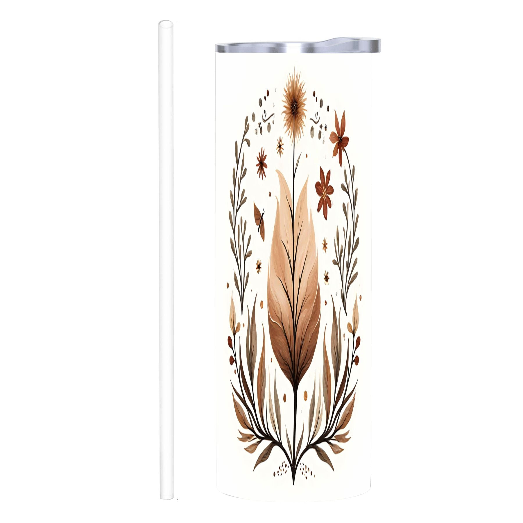 Elegant 20 oz Stainless Steel Insulated Tumbler with Intricate Floral ...
