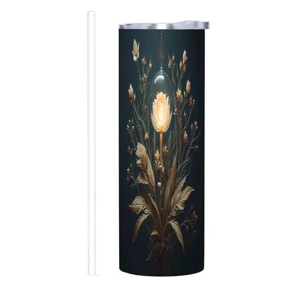 Elegant 20 oz Stainless Steel Insulated Tumbler with Intricate Floral ...
