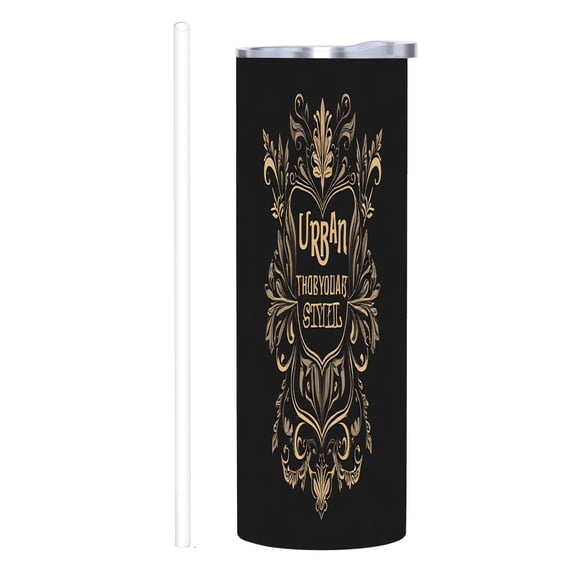 Elegant 20 oz Stainless Steel Insulated Tumbler with Ornate Golden ...