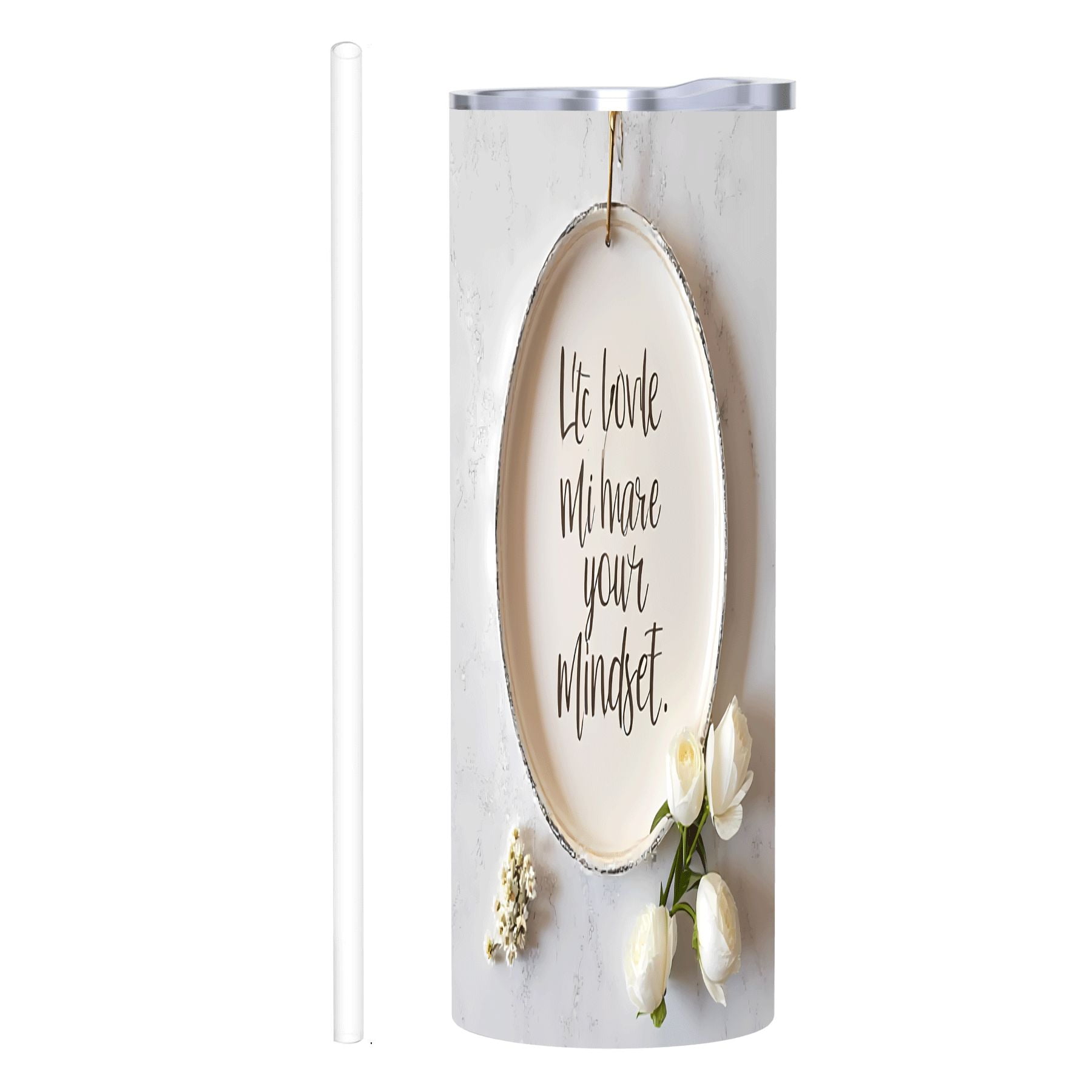 Elegant 20 oz Stainless Steel Insulated Tumbler with Texture Cursive ...