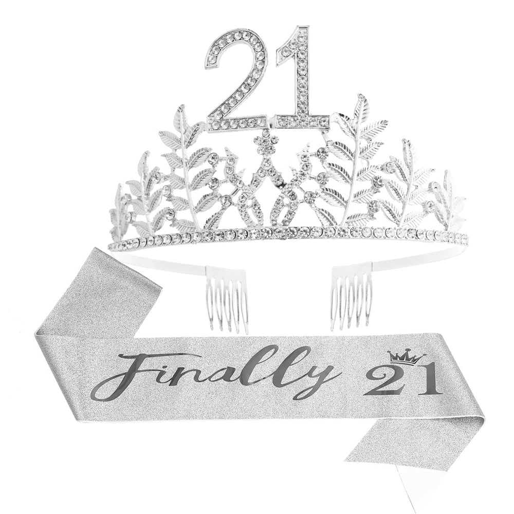 Elegant 21st Birthday Crown & Crystal Tiara, Festive for Her - Walmart.com