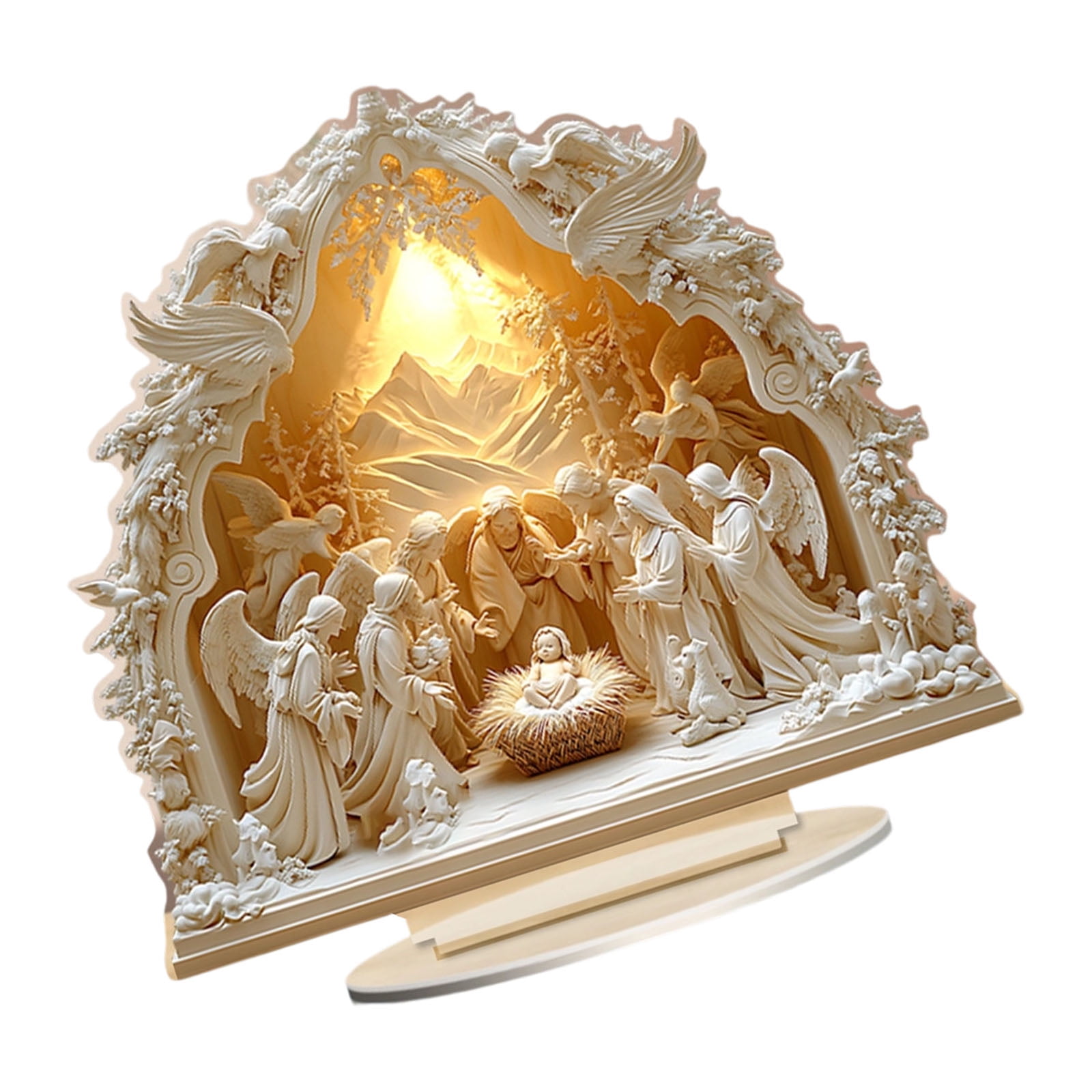 Elegant 2D Acrylic Nativity Scene Figurine Decoration Ornament with ...
