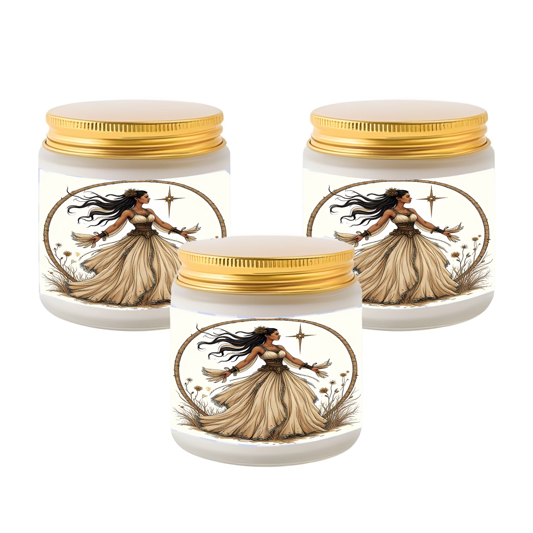 Elegant 3 Pack Scented Soy Wax Candles with Floral & Star Design ...