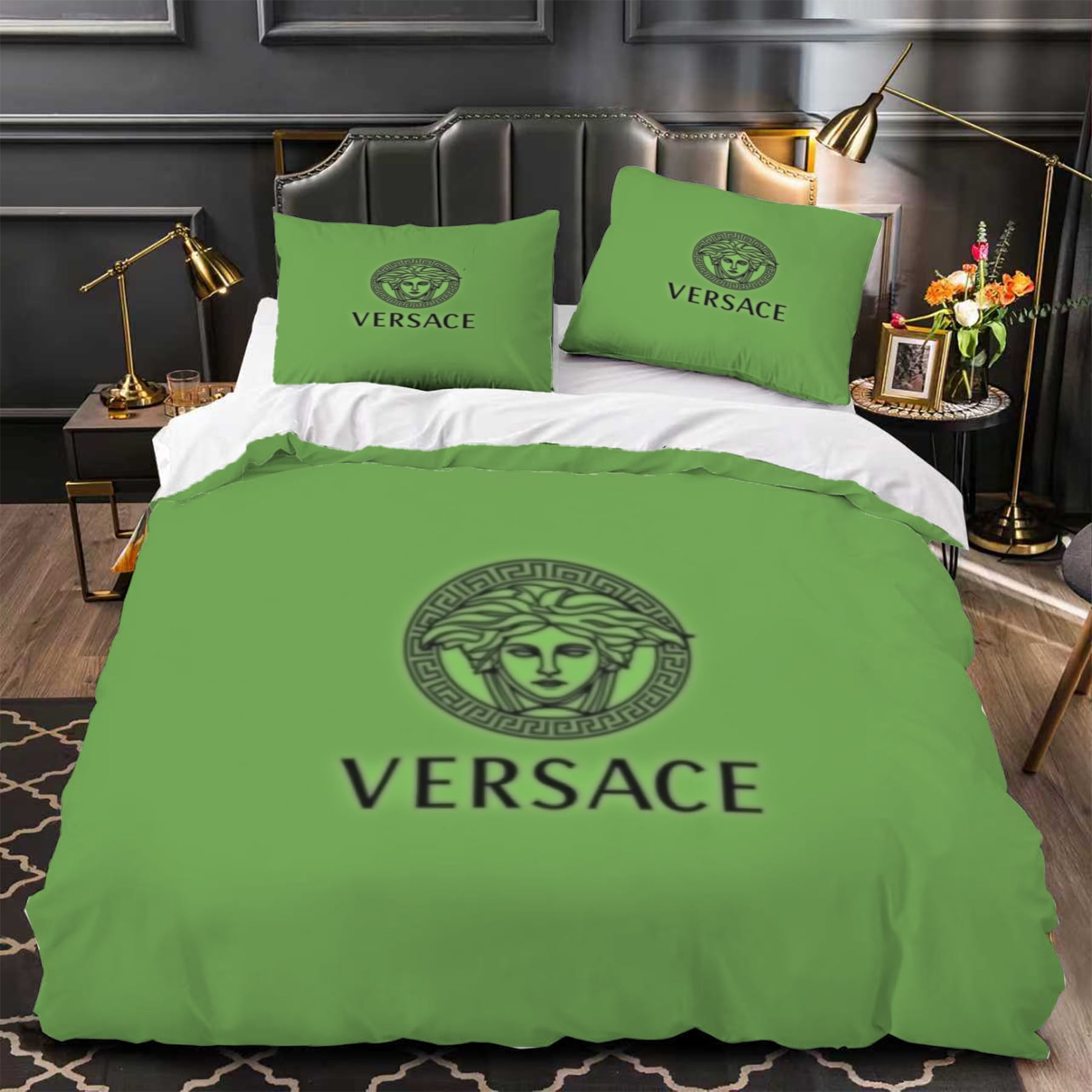 Elegant 3-Piece Duvet Cover Set Design Green Bedspread & Matching ...