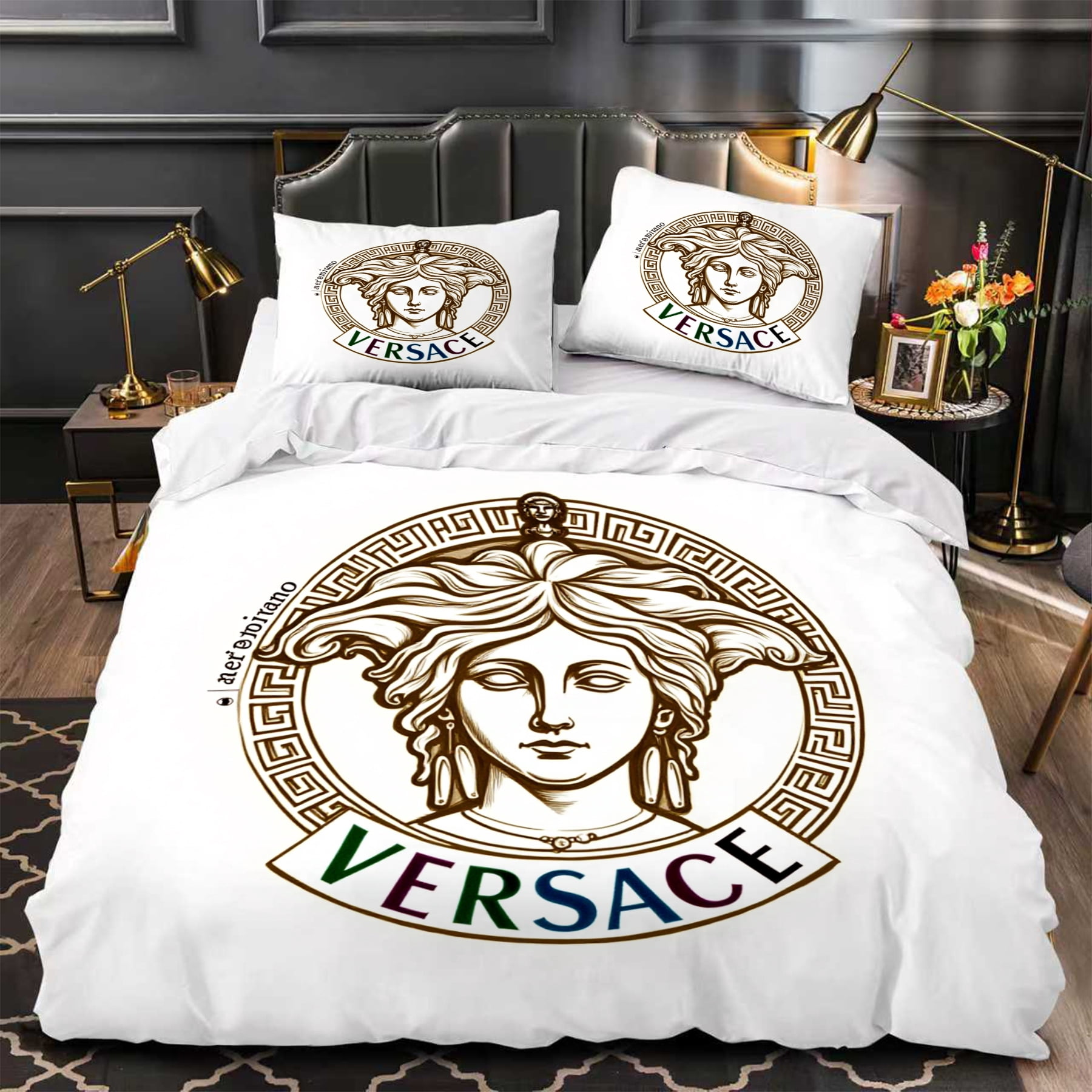 Elegant 3-Piece Duvet Cover Set with Classical Figure Greek Key Pattern ...