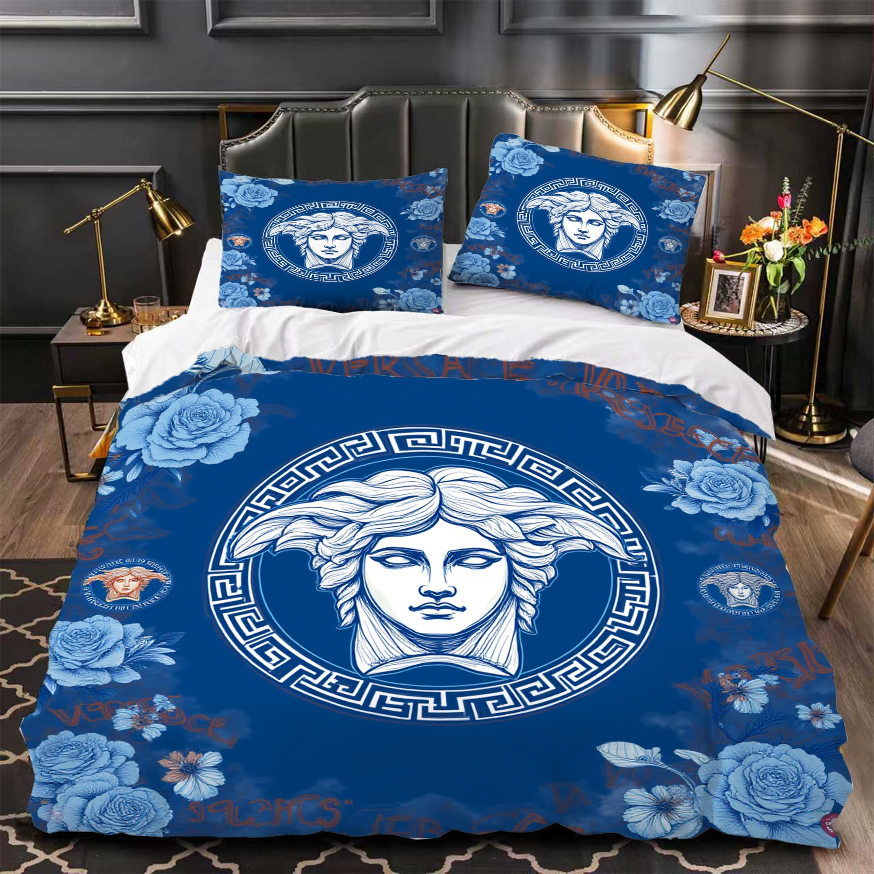 Elegant 3-Piece Duvet Cover Set with Classical Greek Goddess Head ...
