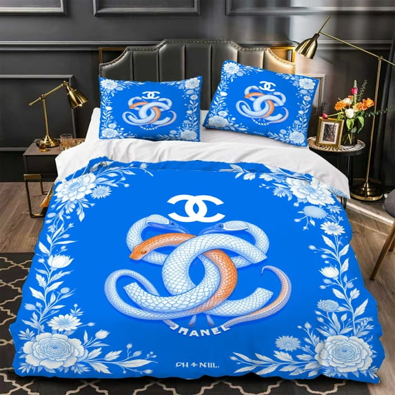 Elegant 3-Piece Duvet Cover Set with Intertwined Snakes & Floral Design ...