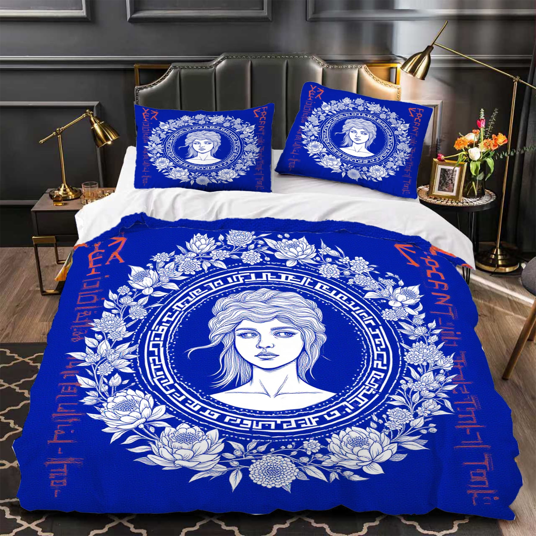 Elegant 3-Piece Duvet Cover Set with Intricate Circular Face Design ...