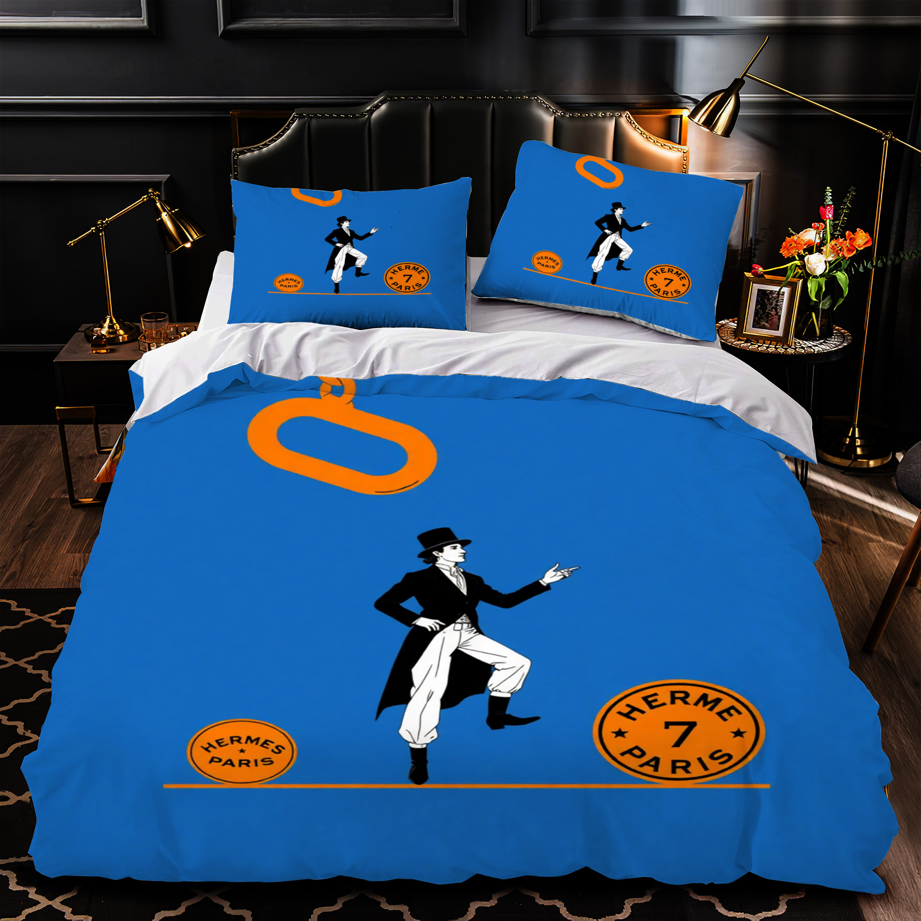 Elegant 3-Piece Duvet Cover Set with Stylish Man in Suit & Top Hat ...