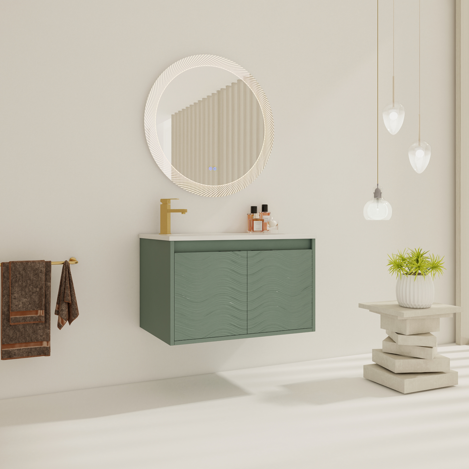 Elegant 30 Inch Wall Mounted Bathroom Vanity with Soft Close Doors for ...