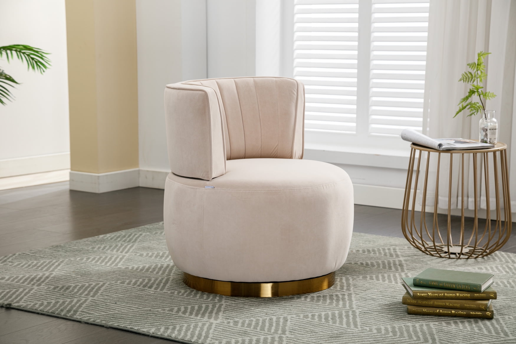 Elegant 360 Degree Swivel Barrel Sofa Chairs, Round Accent Chairs with ...