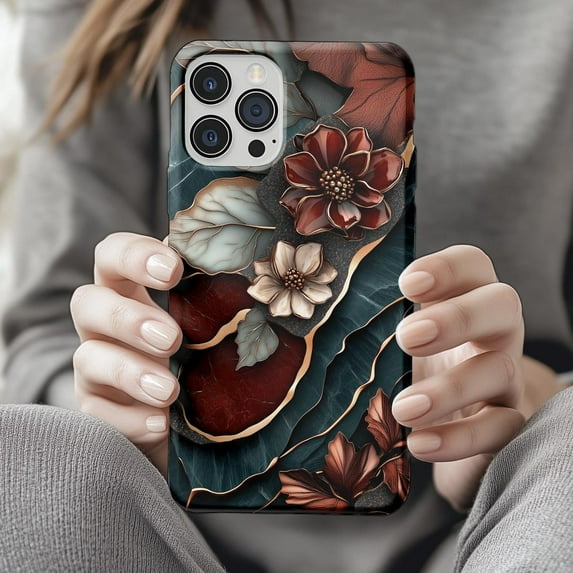 Elegant 3D Autumn Floral Protective Case featuring a Beautiful Fall ...