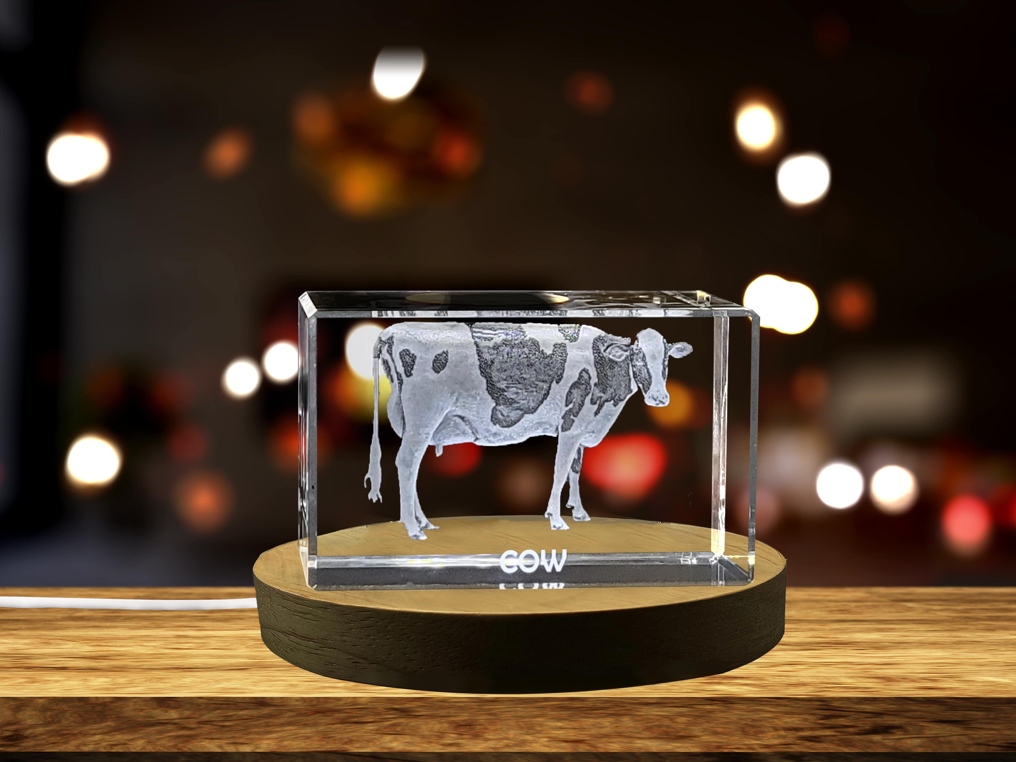 Elegant 3D Engraved Crystal of a Graceful Cow - Perfect for Farmhouse ...