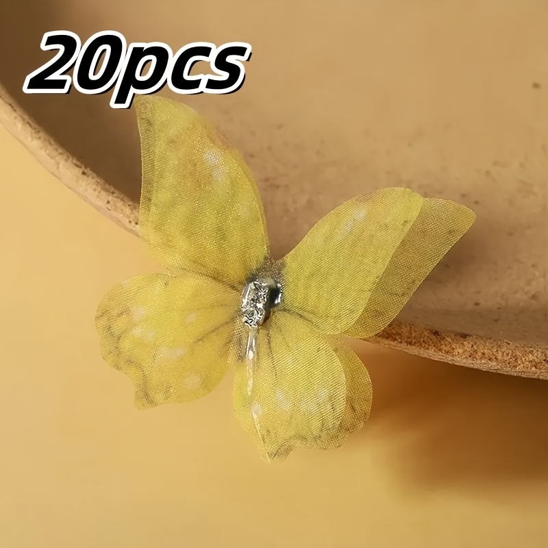 Elegant 3D Handmade Butterfly Decals - Blue & White Floral Mesh Fabric ...