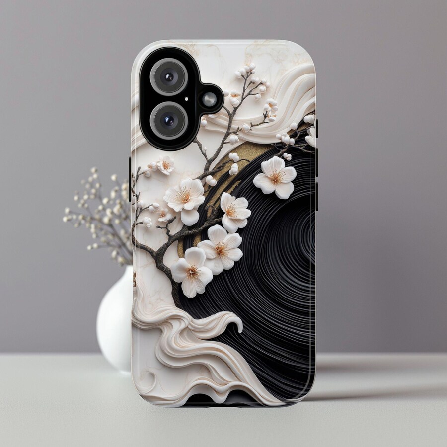 Elegant 3D Japanese Sakura Cherry Blossom Art Phone Case 11 12 13 14 15 ...