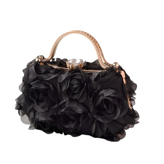 Elegant 3D Rose Floral Evening Bag for Formal Event Women Rhinestones ...