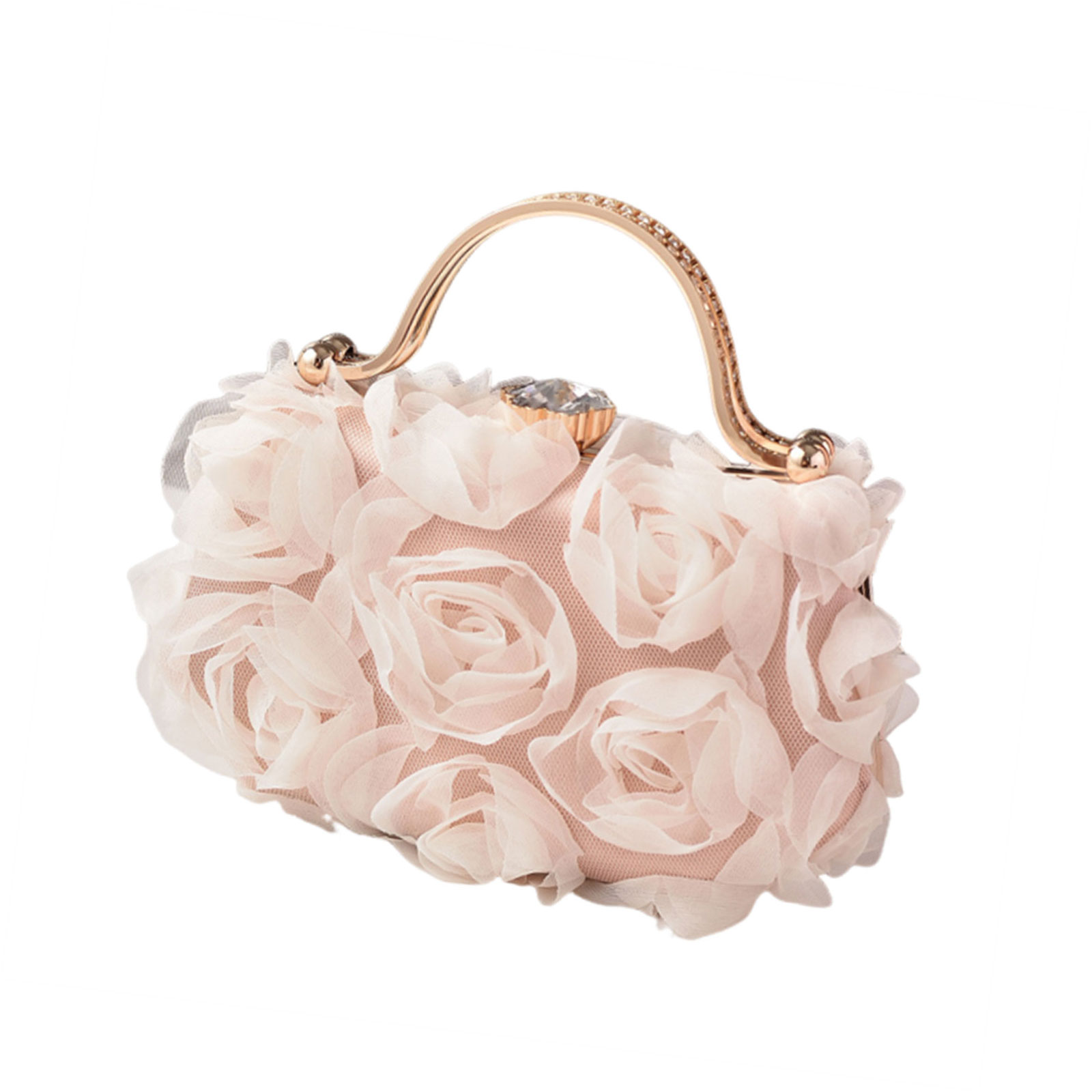 Elegant 3D Rose Floral Evening Bag for Formal Event Women Rhinestones ...