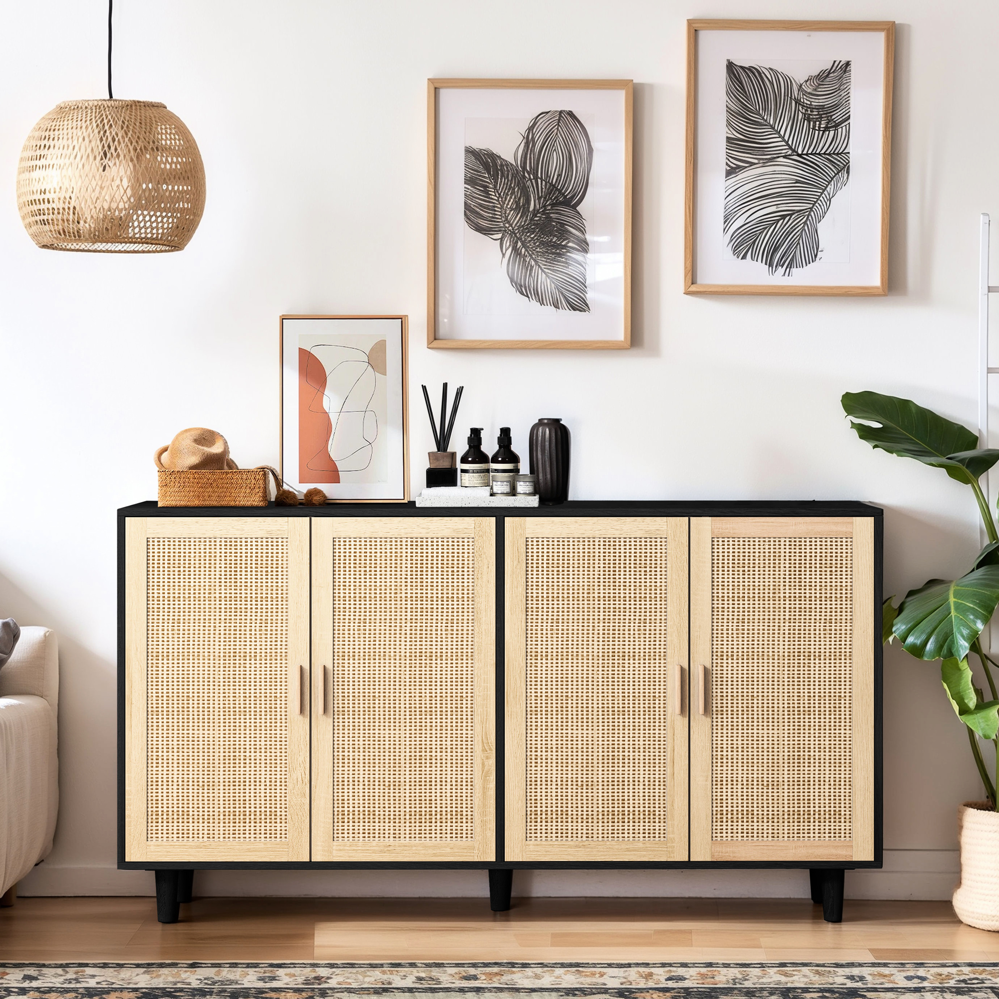 Elegant 4-door Storage, Black - For Bedroom, Living Room, Office, Build ...