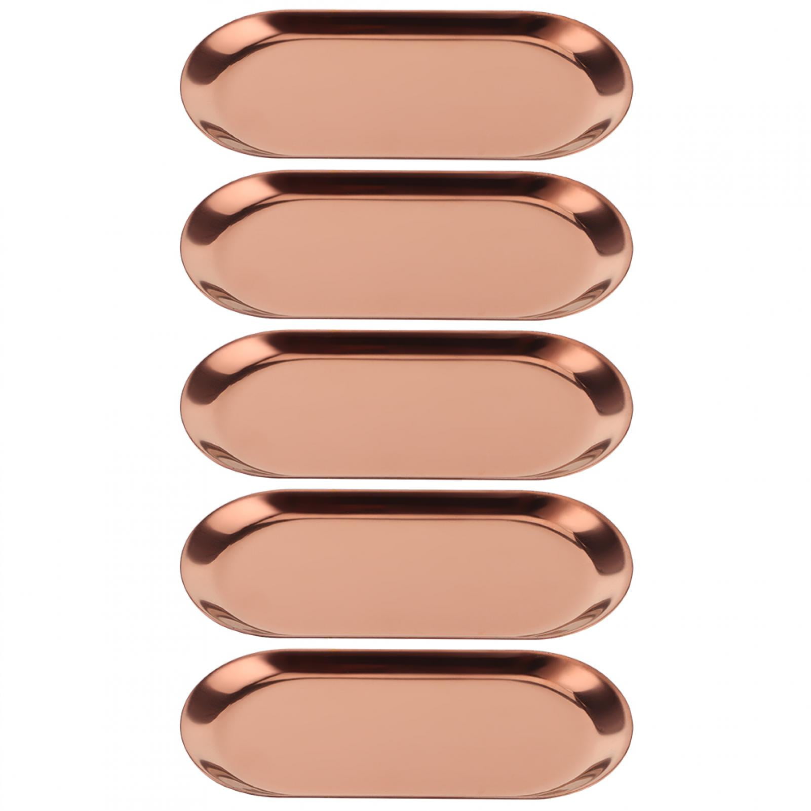 Elegant 5-Piece Rose Gold Stainless Steel Oval Jewelry and Towel Tray ...