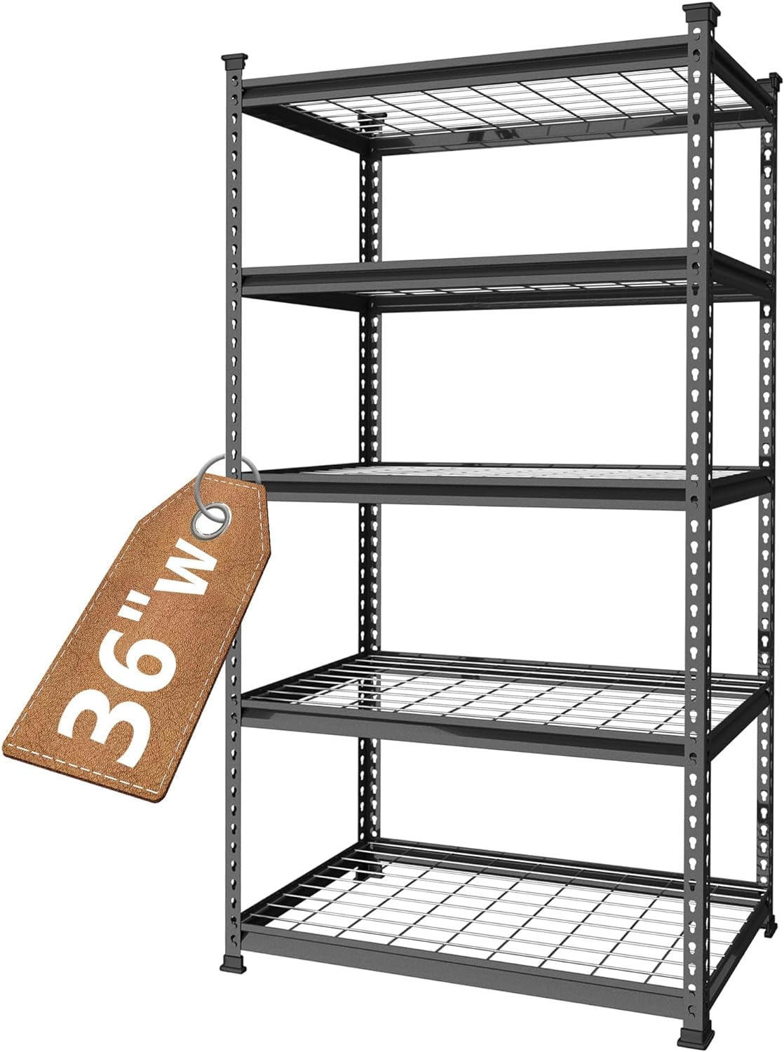 Elegant 5-Tier Metal Storage Shelving Unit, 36”W x 18”D x 72”H ...