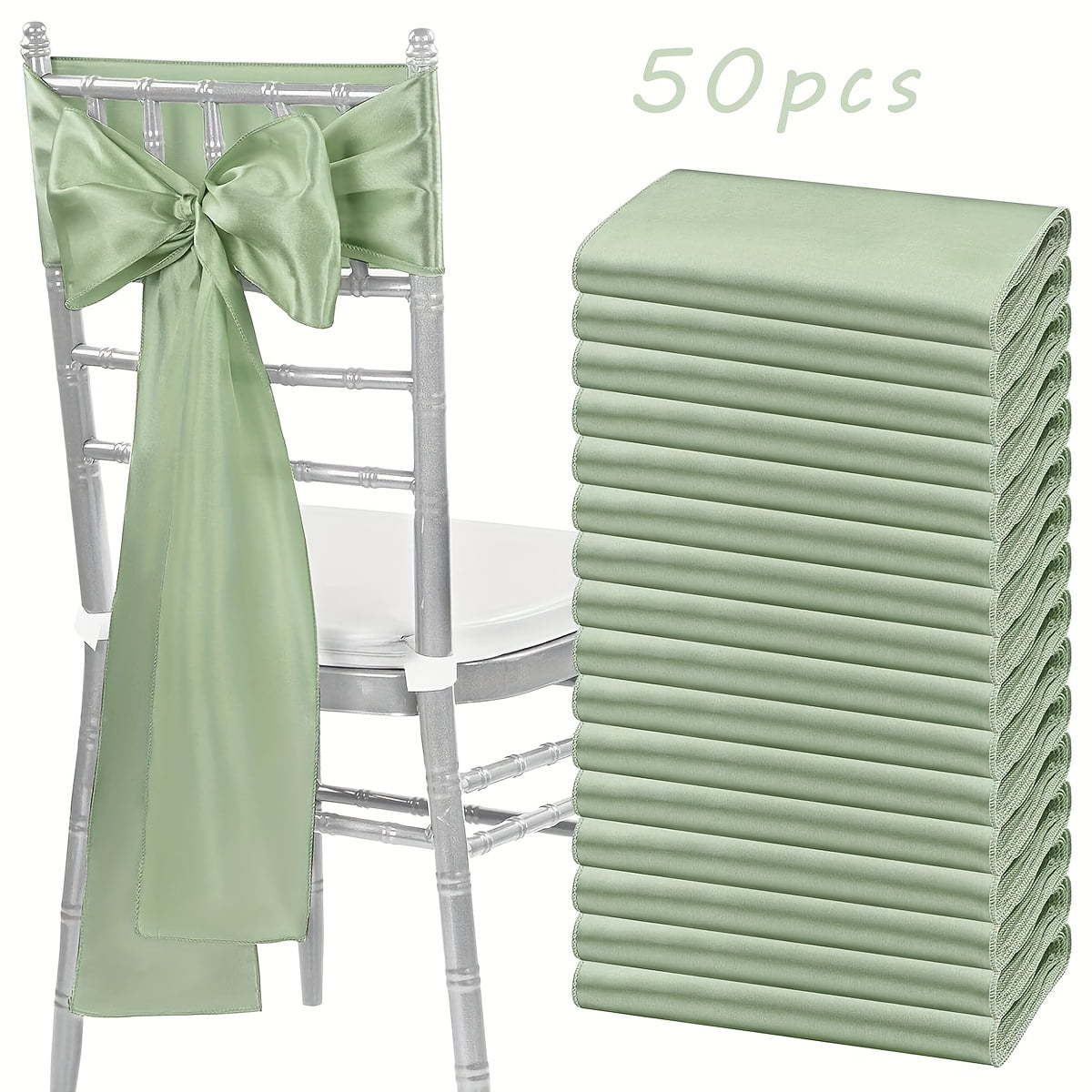 Elegant 50pcs Satin Chair Sashes with Bows - Perfect for Weddings ...