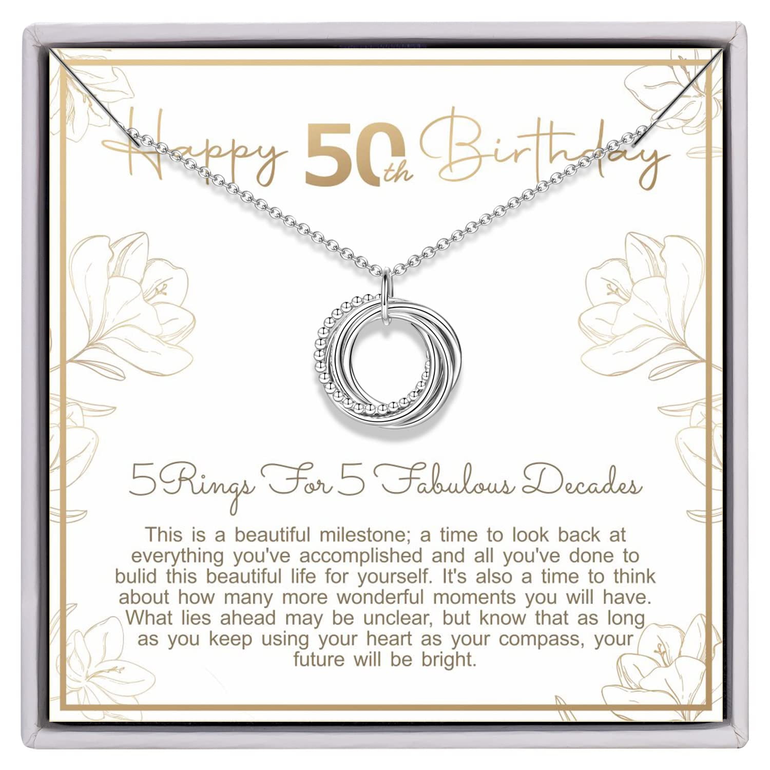 Elegant 50th Birthday Gifts for Women - 925 Sterling Silver Necklace ...