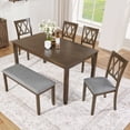 Elegant 6-piece Wooden Dining Table Set with 4 Chairs and a Bench ...