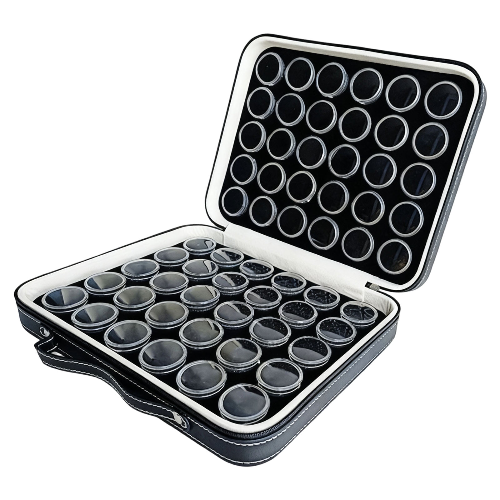 Elegant 60 Slot Jewelry Organizers with Handle Leather Jewelry Storage ...